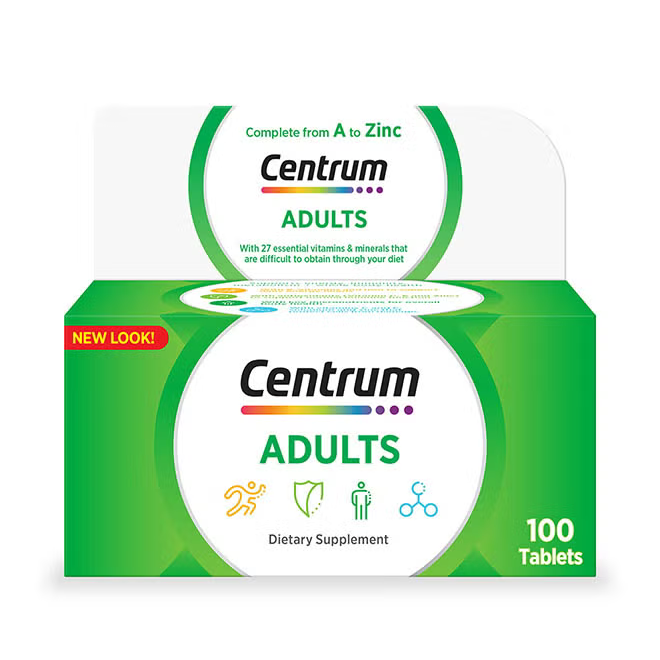 Centrum Adults 100 Tablets – Daily Multivitamin for Energy & Immunity ...